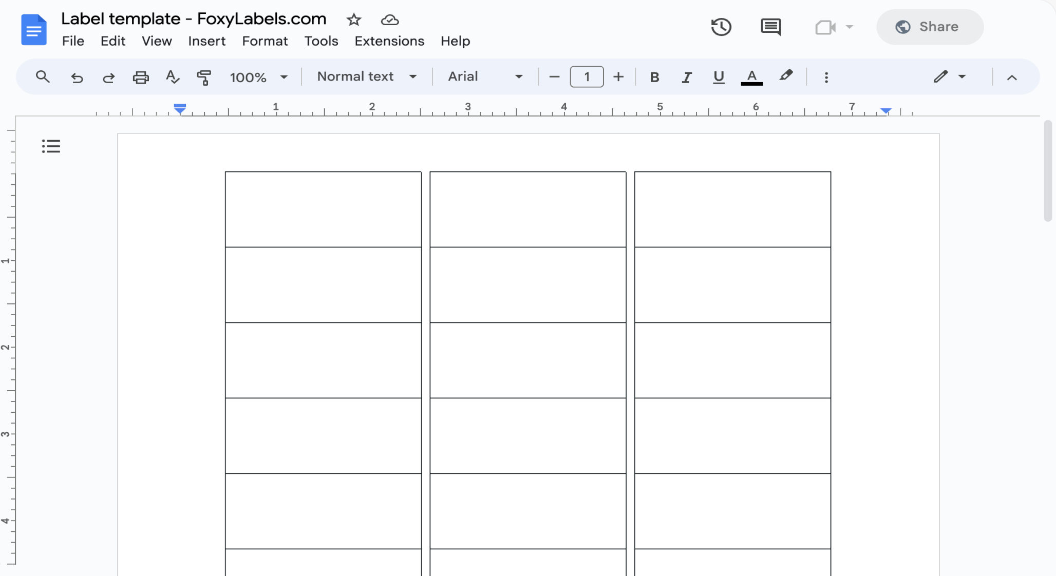 Google Docs Label Template Compatible with Avery® 5520